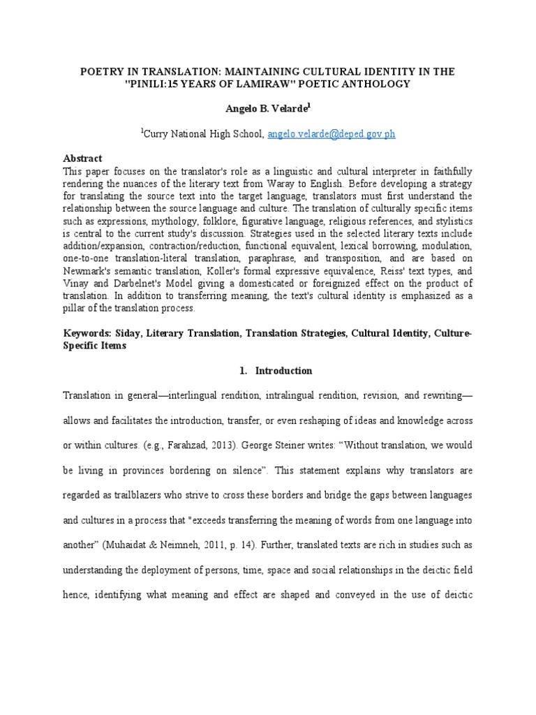 Translating Waray Poetry's Cultural Essence | PDF | Translations ...