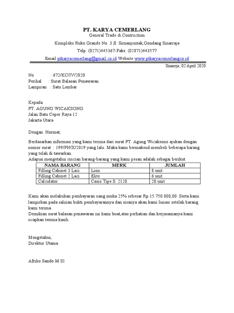 Surat Balasan Tugas New | PDF