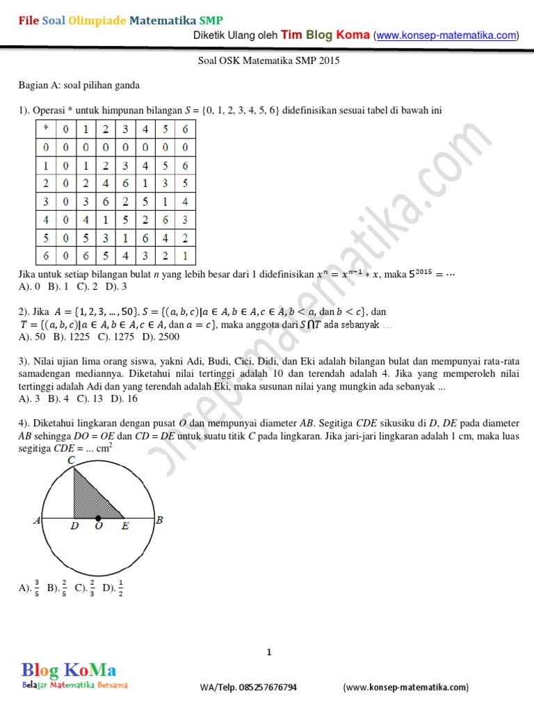 2015 Soal Osk Matik SMP | PDF | Metode & Bahan Ajar