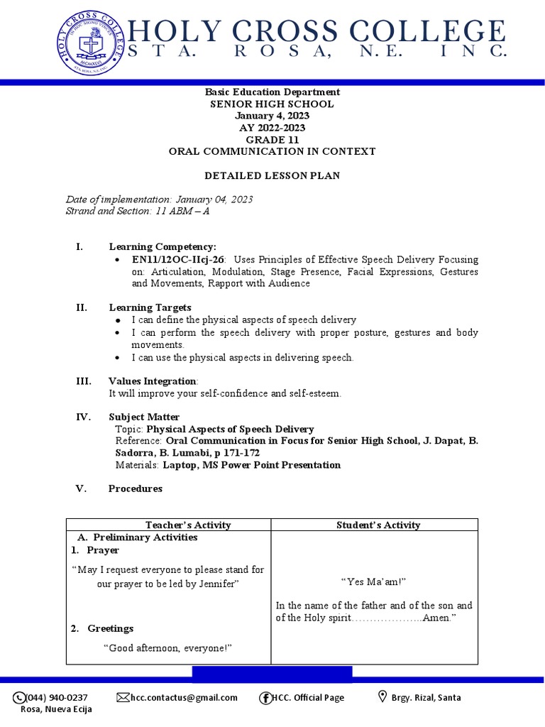 Physical Aspects of Speech Delivery | PDF | Body Language | Facial ...