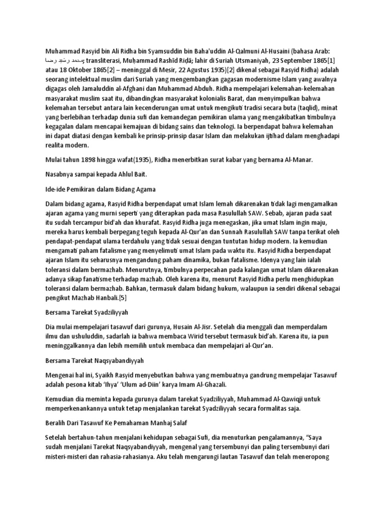 Muhammad Rasyid Bin Ali Ridha Bin Syamsuddin Bin Baha | PDF