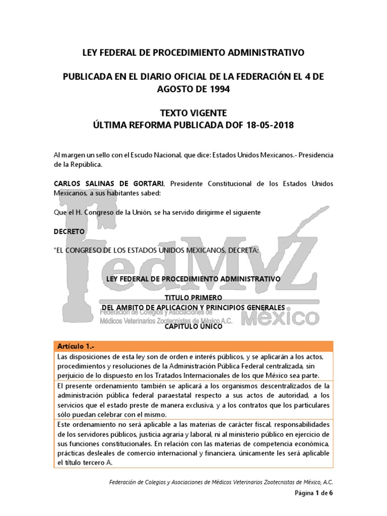 02 - 688 - 5. Ley Federal de Procedimiento Administrativo | PDF | México | Justicia