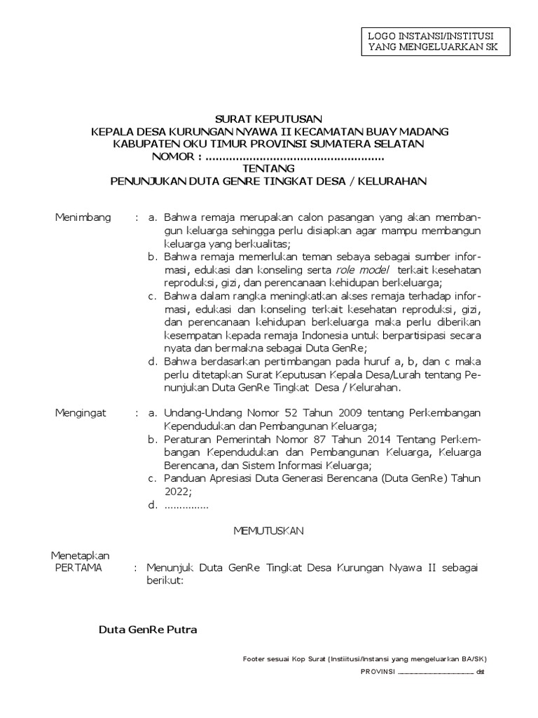 Contoh SK Dugen Desa-Kelurahan | PDF