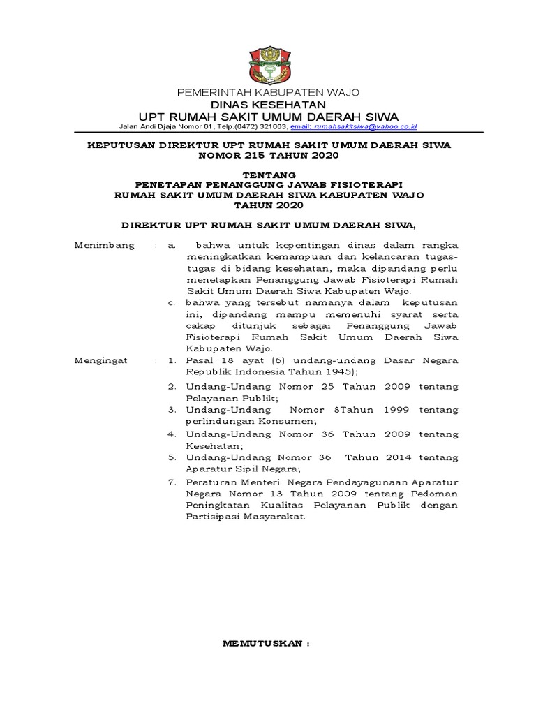 SK KEPALA RUANGAN Fisioterapi | PDF