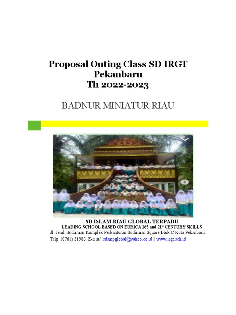 Proposal Outing Class SD KELAS 6 IRGT 2022-2023 | PDF