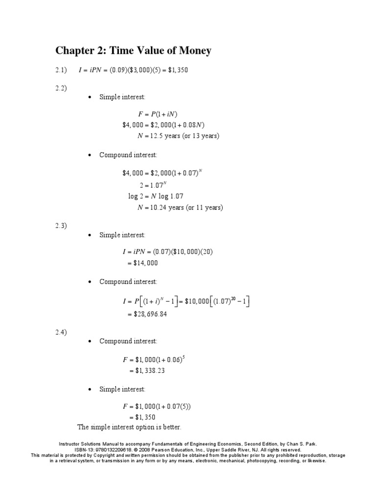 Park - Fundamentals of Engineering Economics - 2nd Edition - Solution Manual - ch2 | PDF ...