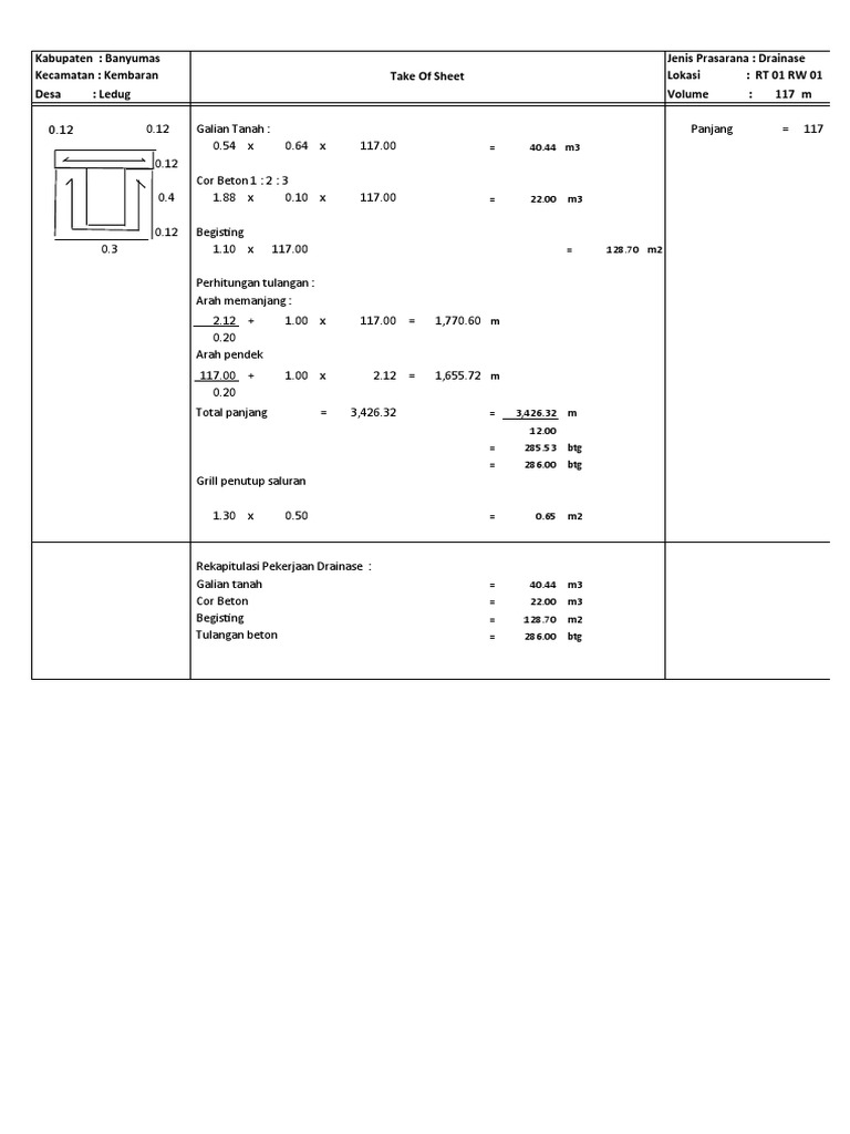 Rab Drainase RT 1 RW 1 TTP | PDF