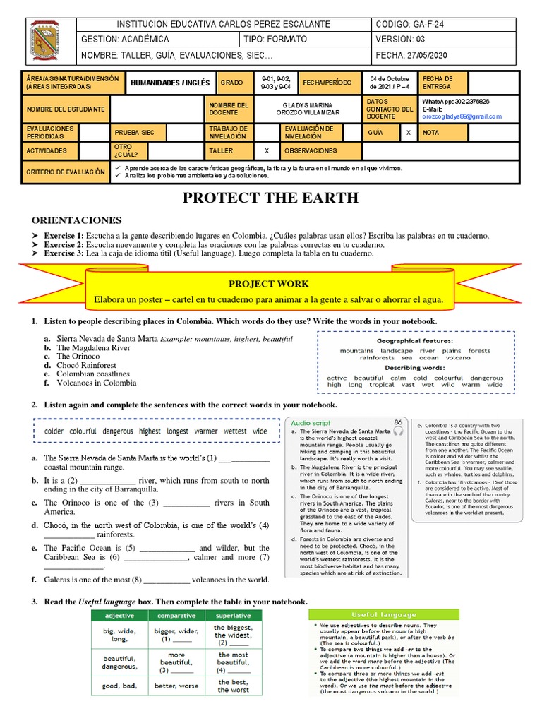 PROTECT THE EARTH Gr. 9° | PDF