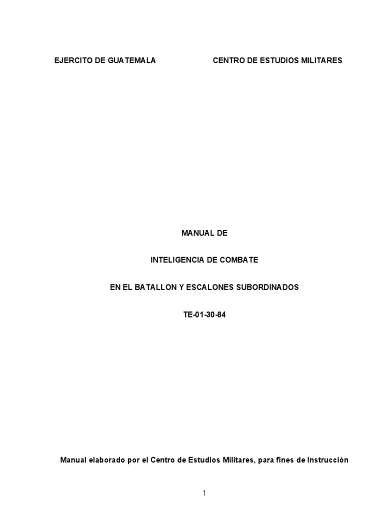 1 Manual de Inteligencia de Combate en El BTN y Escalones Subordinados ...