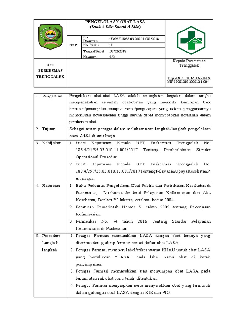 SOP Pengelolaan LASA | PDF