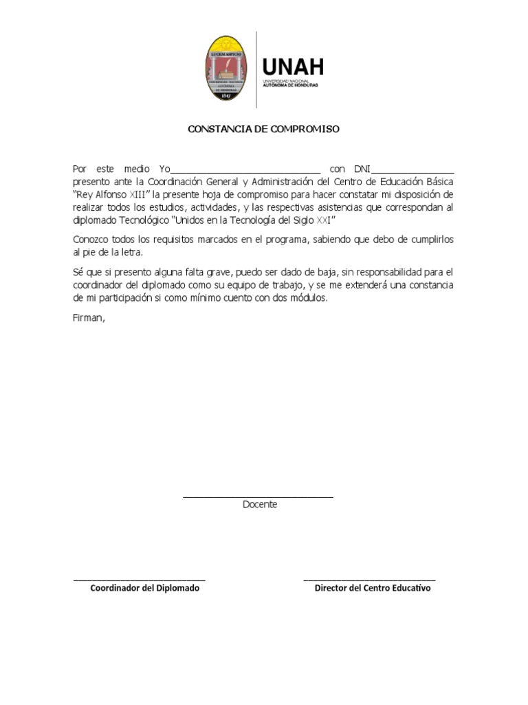 Carta de Compromiso | PDF