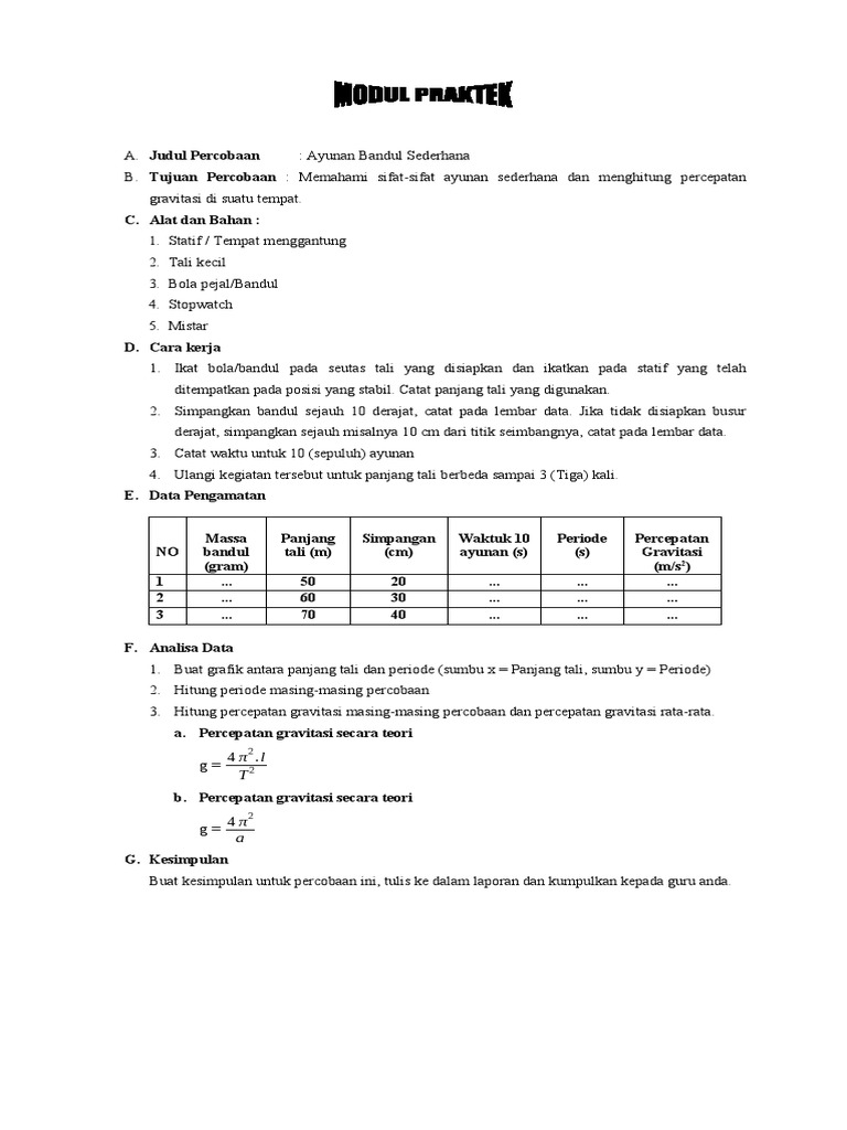 Modul Praktek Getaran Dan Gelombang | PDF
