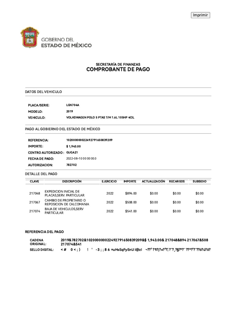 Comprobante De Pago Pdf