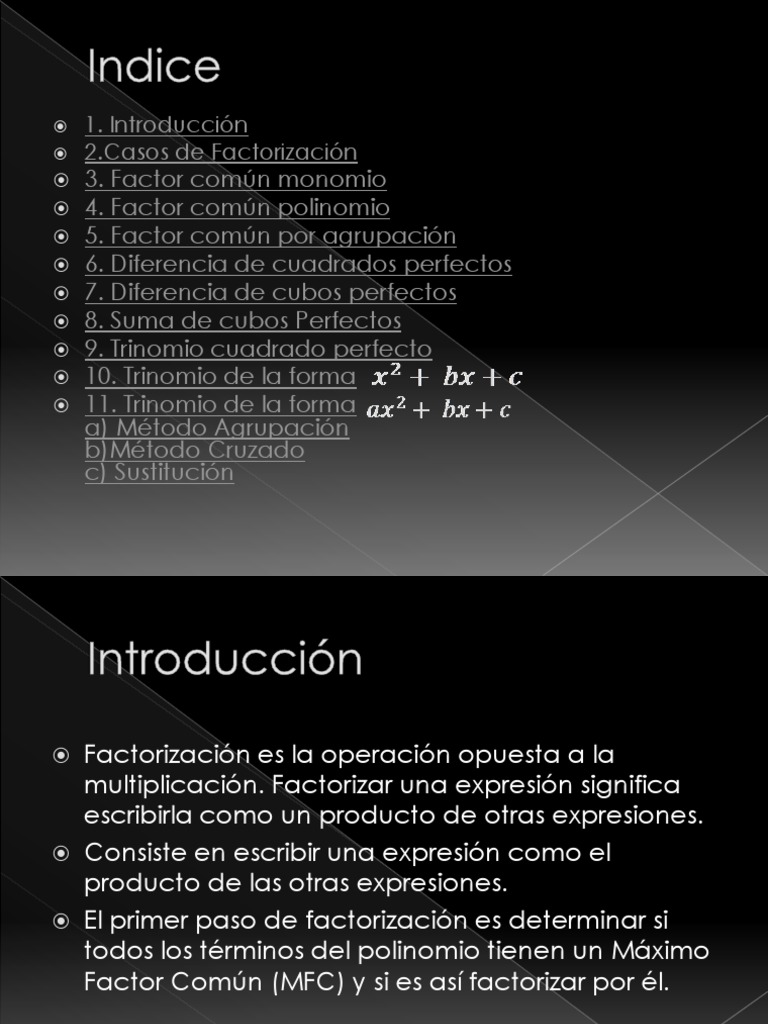 Tipos de Factor Comun | PDF | Factorización | Análisis numérico