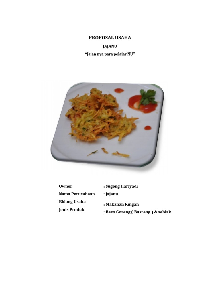Proposal Usaha Makanan Jajanu | PDF | Bisnis