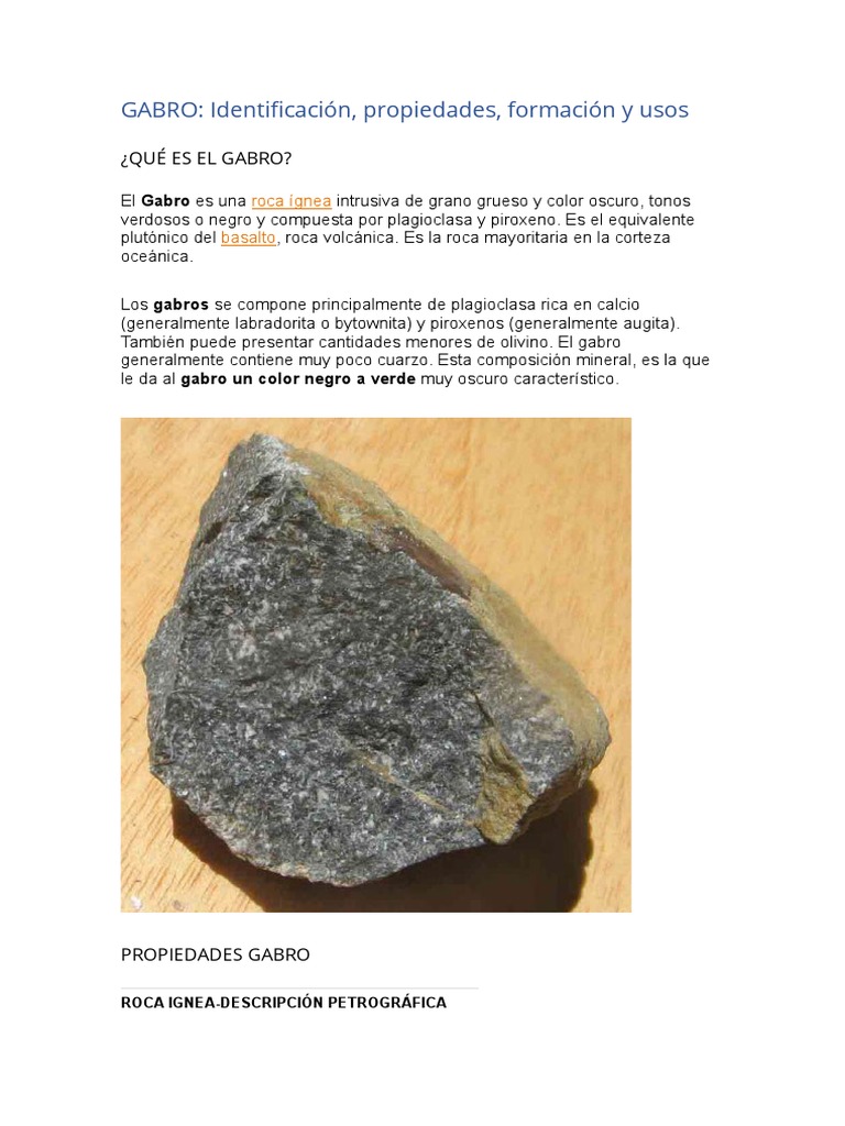 GABRO: Identificación, Propiedades, Formación y Usos: ¿Qué Es El Gabro? | PDF | Basalto | Roca ...