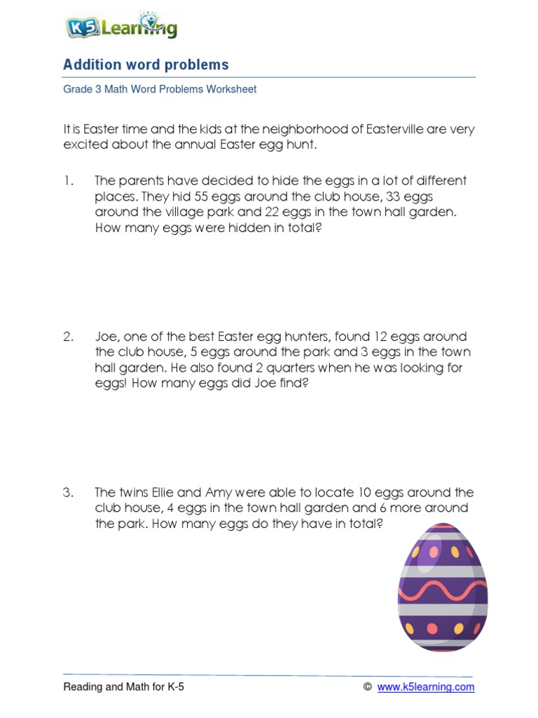 Grade 3 Addition Word Problems A4 | PDF | Language Arts & Discipline ...