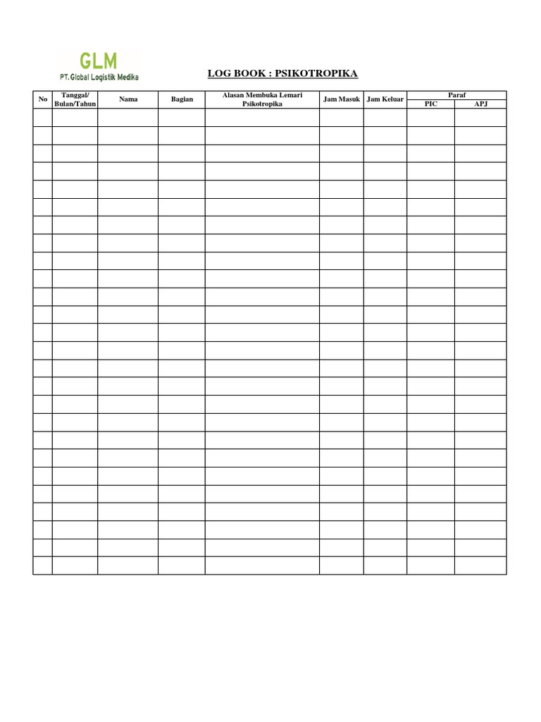 Log Book Psikotropika GLM | PDF