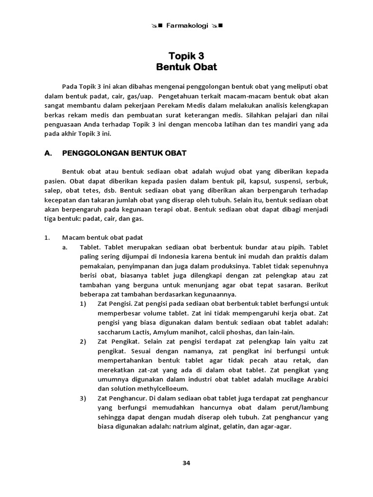 Bentuk Sediaan Obat | PDF