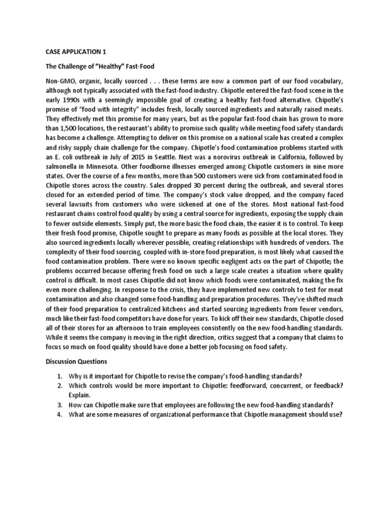 Case Application - Ch18 | PDF | Chipotle Mexican Grill | Business