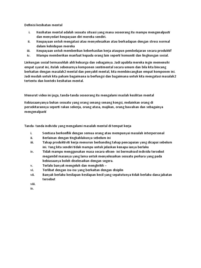 Definisi Kesihatan Mental | PDF | Pengembangan Diri