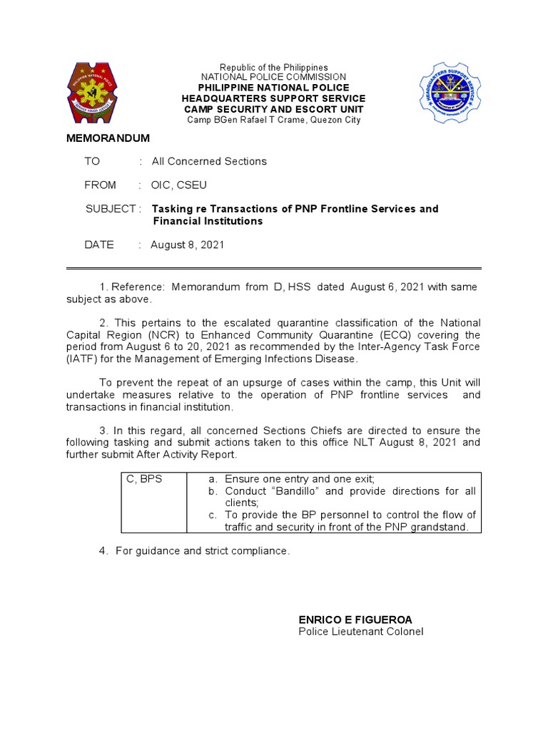 Transaction of PNP Frontline Servcies and Financial Institutions | PDF