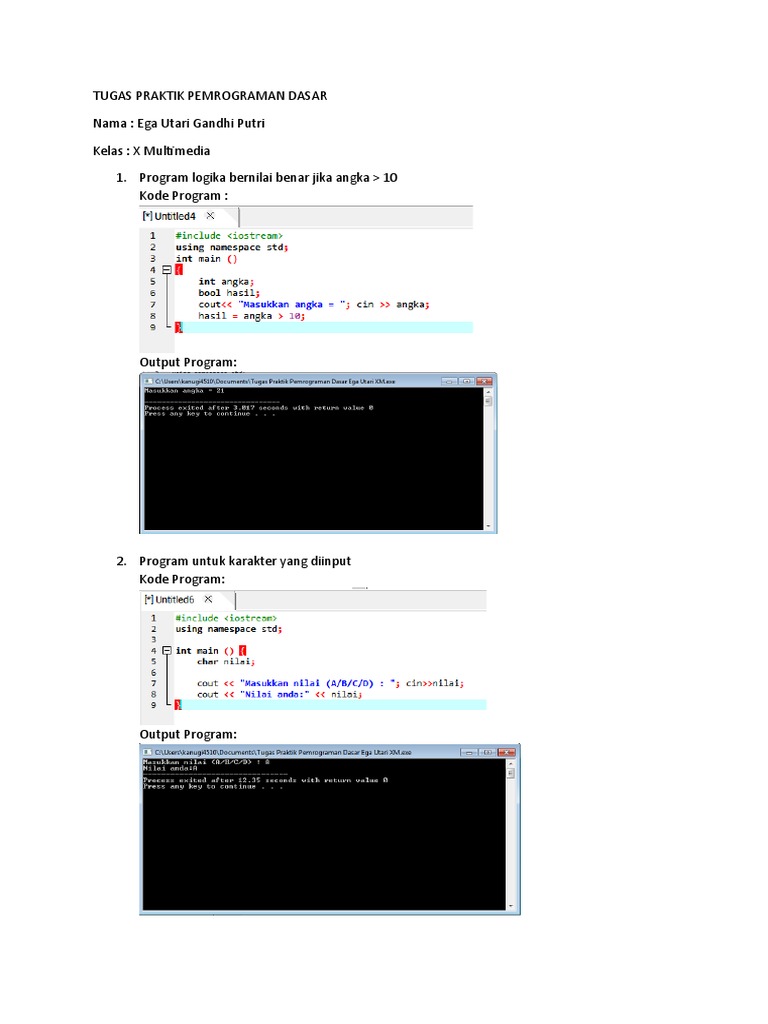 Program Dasar: Logika, Karakter, dan Lingkaran | PDF | Komputer