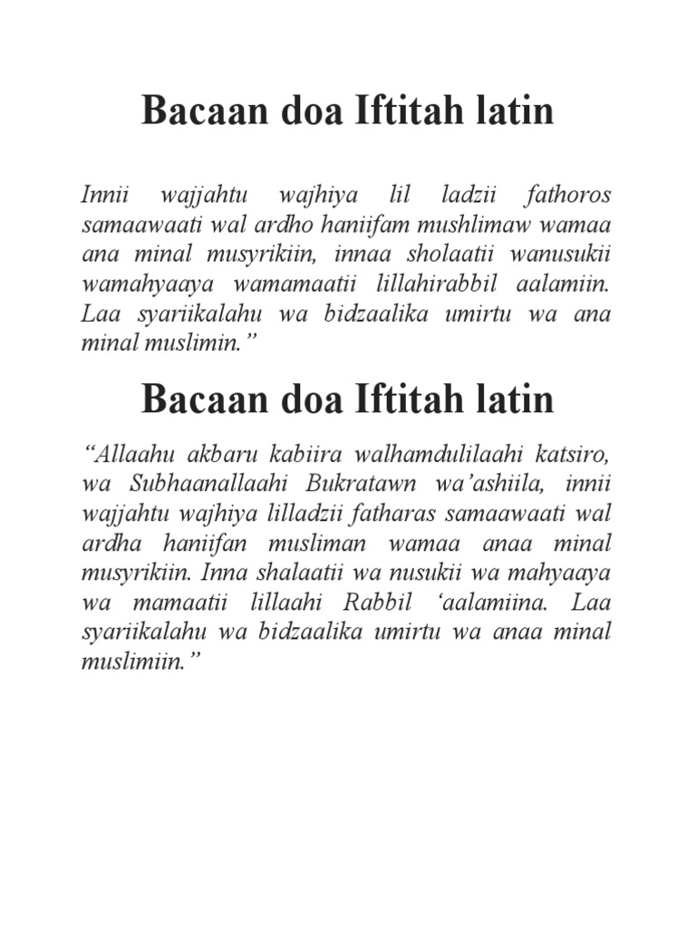 Bacaan Doa Iftitah Latin | PDF