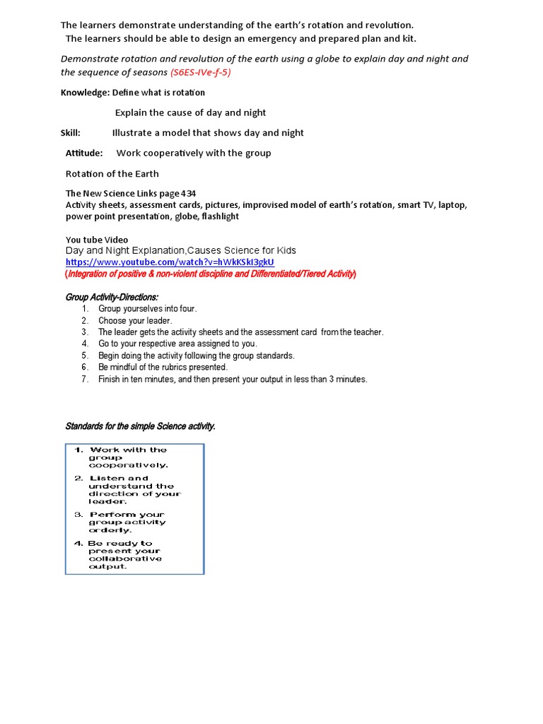 Demonstrate Rotation and Revolution of The Earth Using A Globe To ...