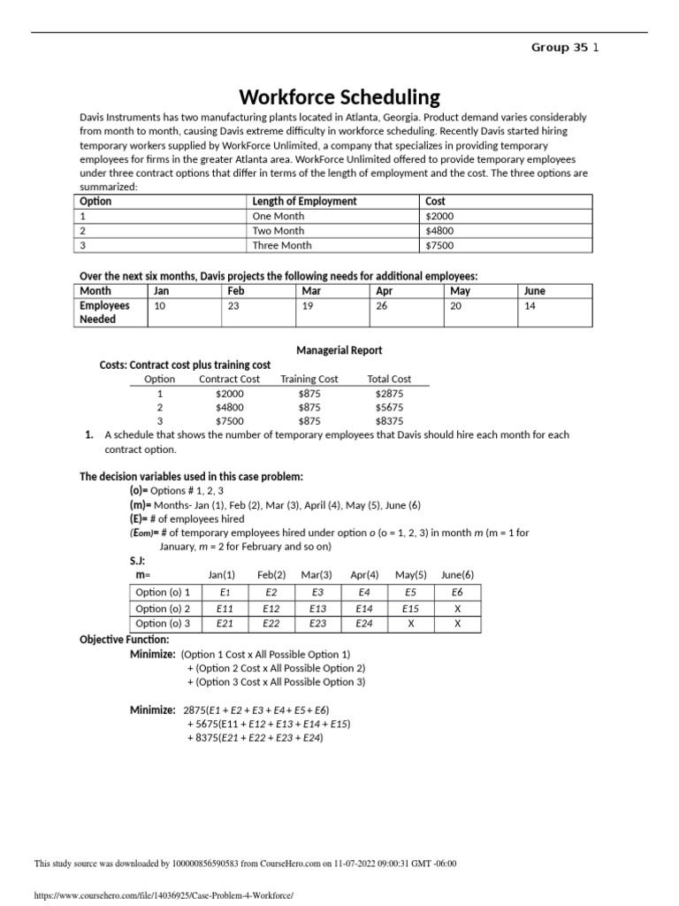 Case Problem 4 Workforce | PDF | Employment | Temporary Work