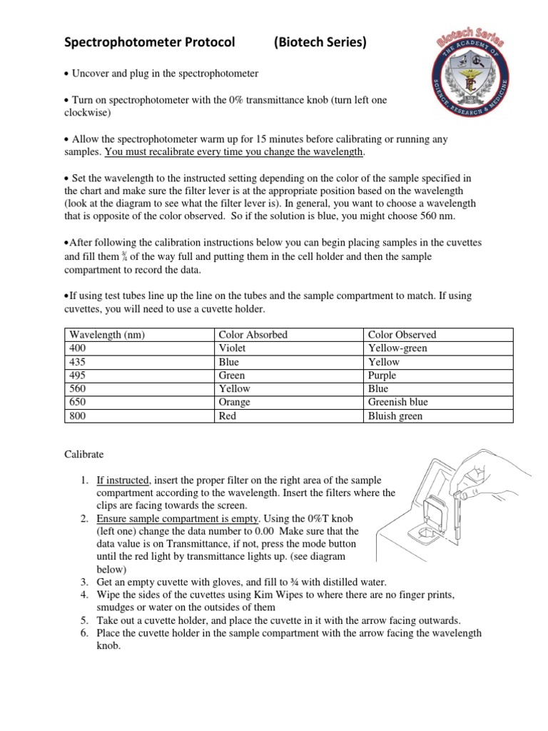 Spectrophotometer Biotech Protocolv2 | PDF | Spectrophotometry | Color