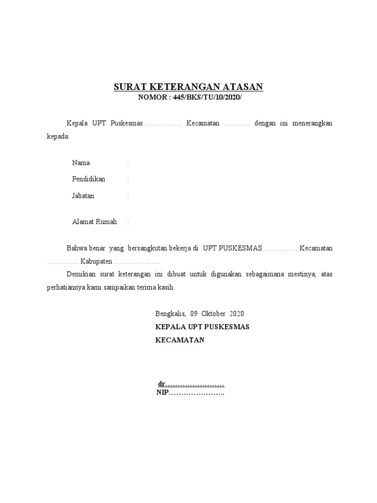 Surat Keterangan Dokter - No Korp | PDF