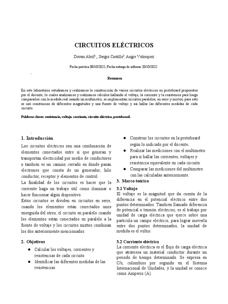 Laboratorio III - Circuitos | PDF | Corriente eléctrica | voltaje