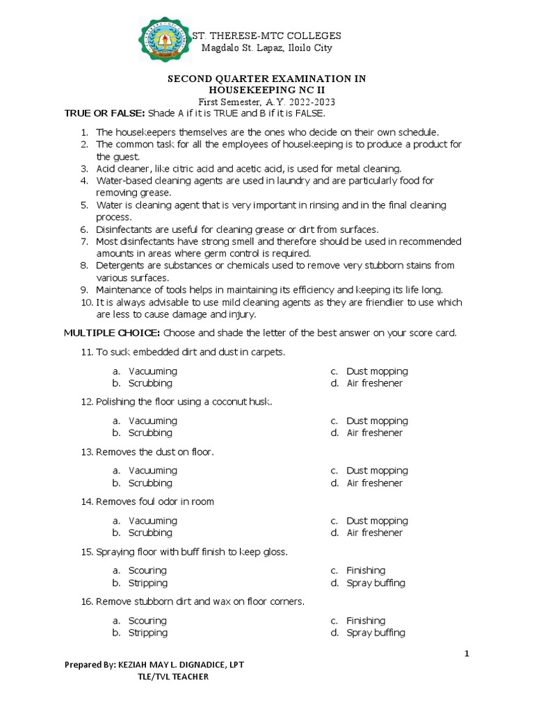 TVL 11 - Housekeeping NC Ii | PDF | Housekeeping | Linens