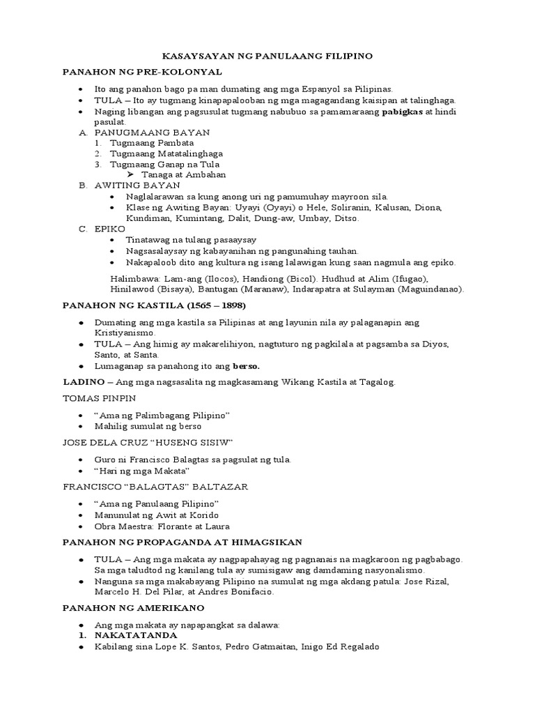 Kasaysayan NG Panulaang Filipino | PDF