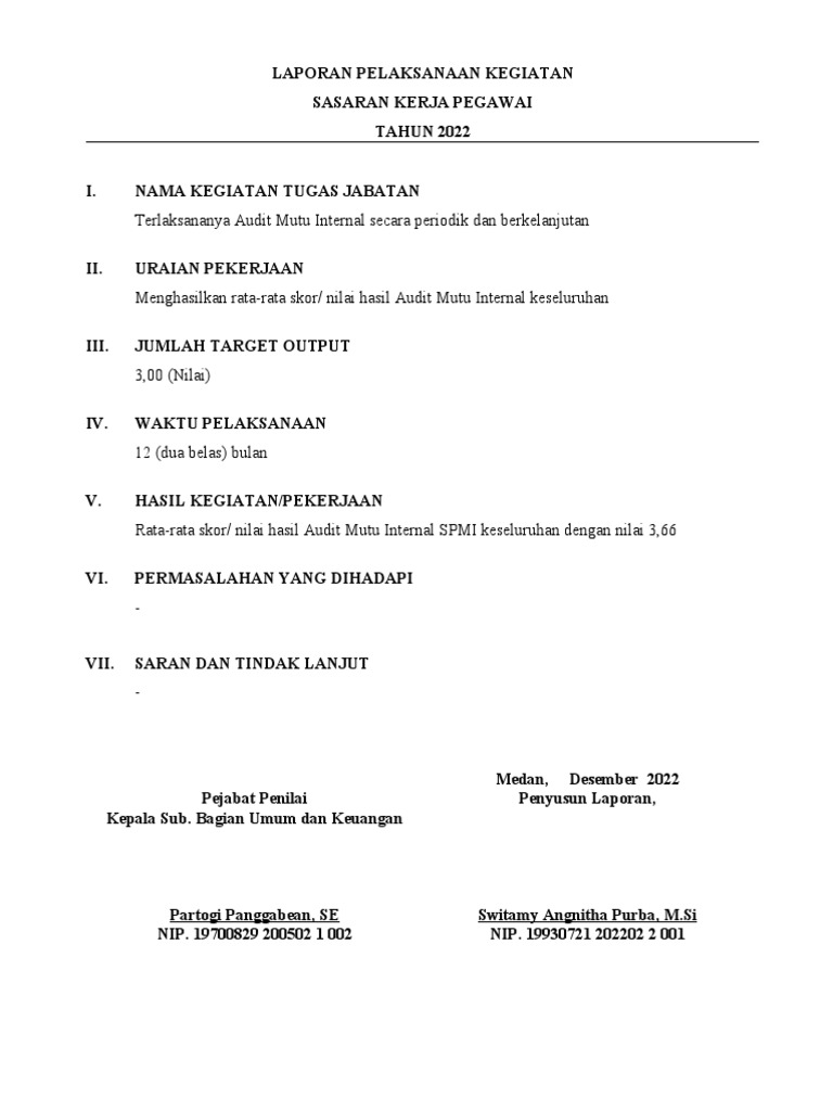 Format Laporan SKP | PDF