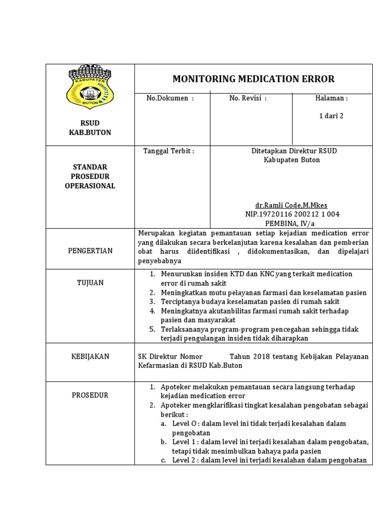 Monitoring Medication Error RSUD Buton | PDF