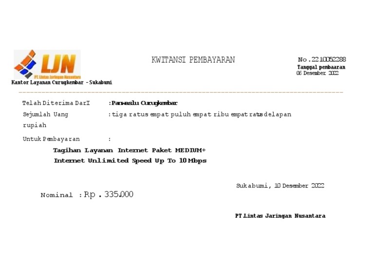 Kwitansi Internet | PDF