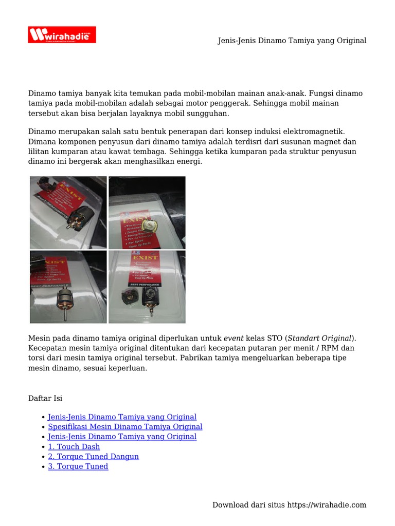 Jenis-Jenis Dinamo Tamiya Yang Original | PDF