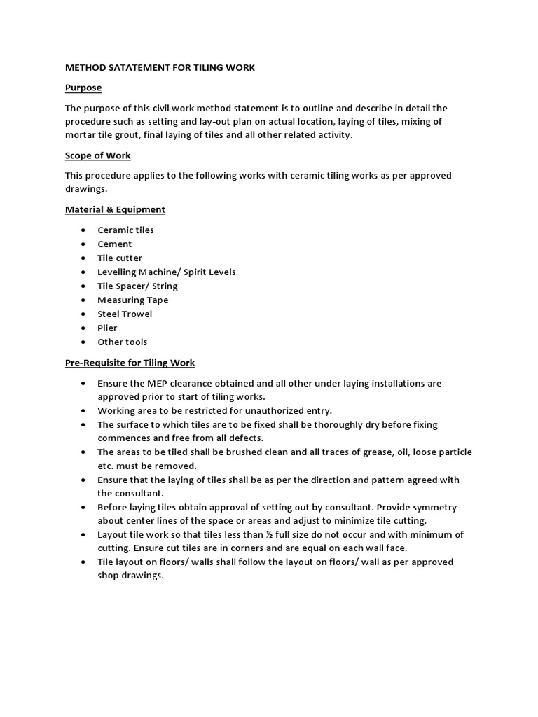 Tiling Works | PDF | Tile | Concrete