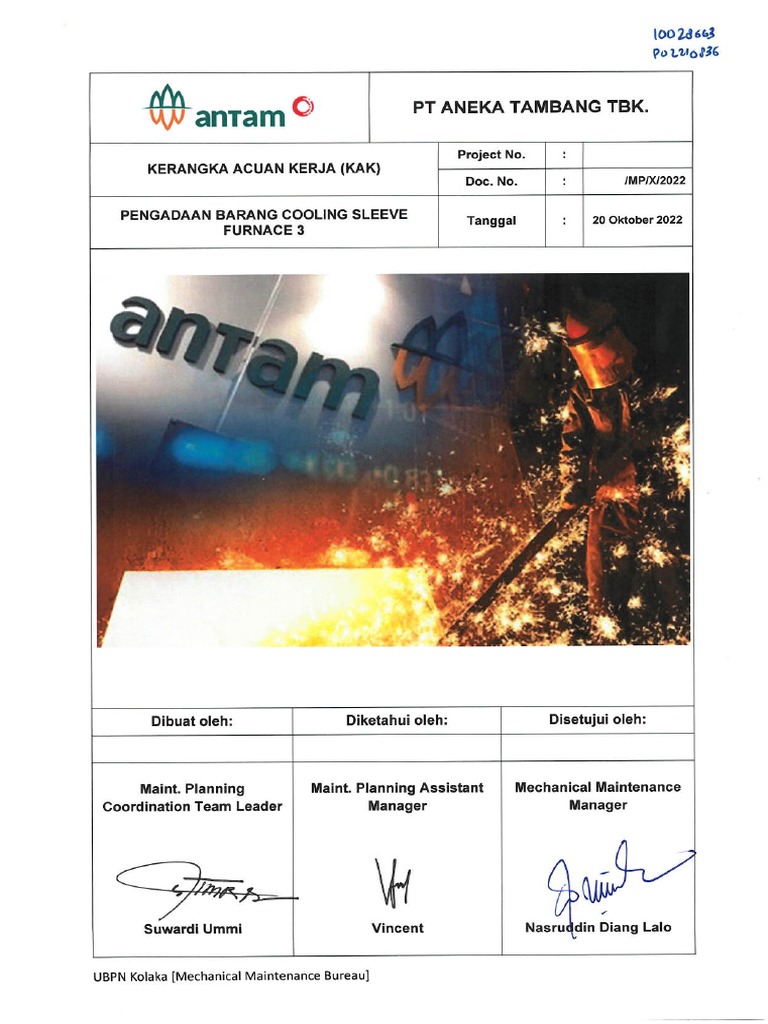 TOR & BOQ Pengadaan Cooling Sleeve Furnace 3 - Removed | PDF