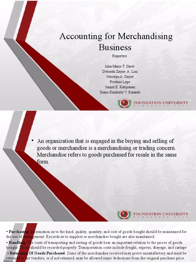 Accounting For Merchandising Business (Report) | PDF | Cost Of Goods ...
