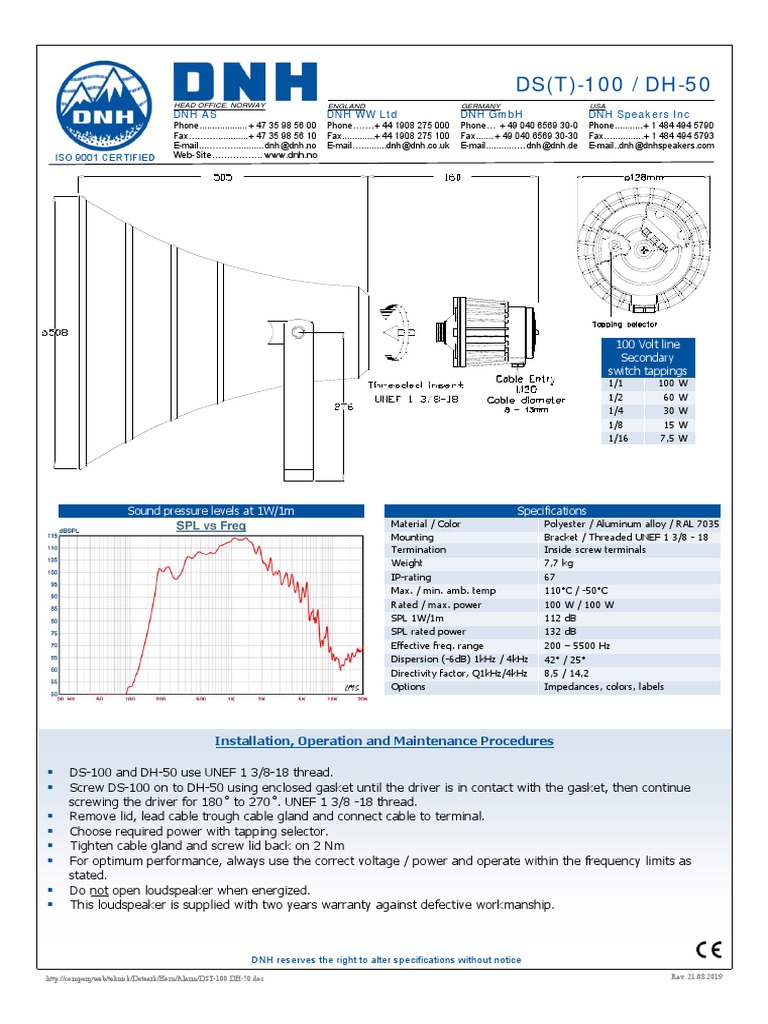 453 DST 100 DH 50 | PDF | Loudspeaker | Electrical Engineering
