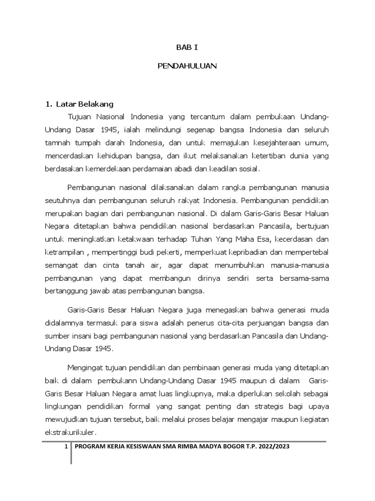 Program Kerja Kesiswaan 2022-2023 | PDF