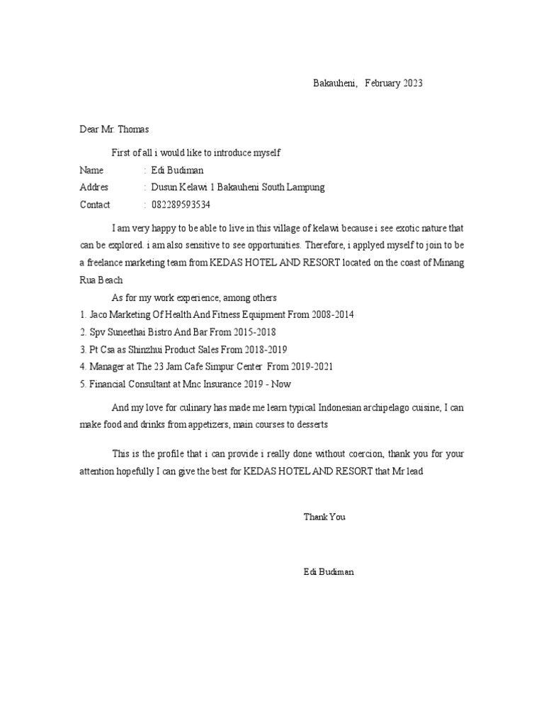 Surat Lamaran Saya | PDF