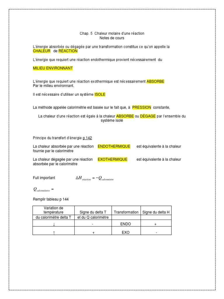 Chaleur Molaire et Calorimétrie | PDF | Génie des procédés | Quantité