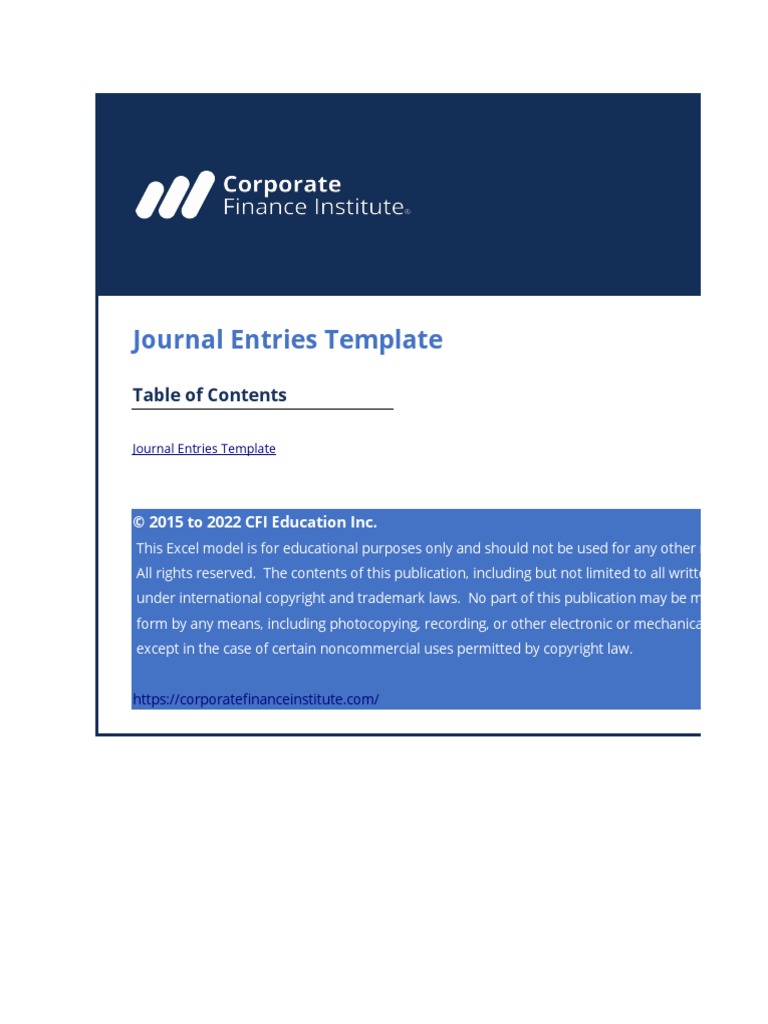 Journal Entries Template | PDF