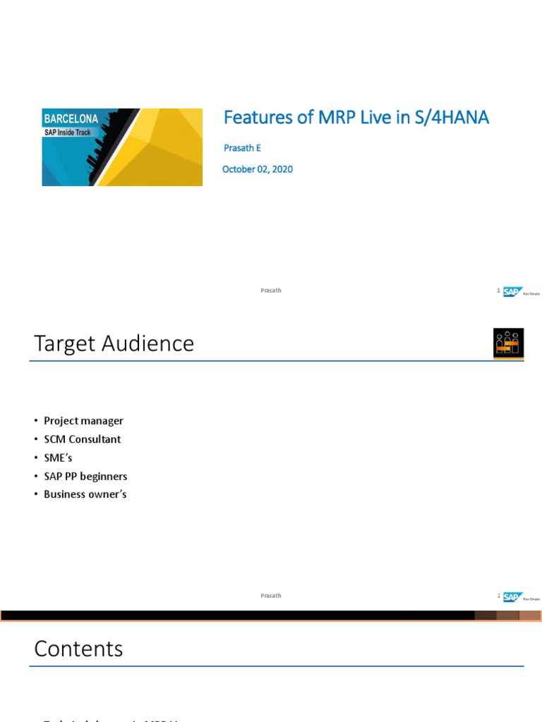 Features of MRP Live in S4HANA | PDF | Databases | Procurement