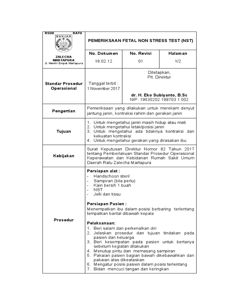 12 Spo Pemeriksaan Fetal Non Stress Test (NST) | PDF