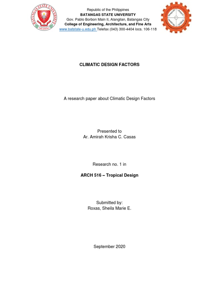 Understanding the Importance of Climatic Design Factors in Tropical ...
